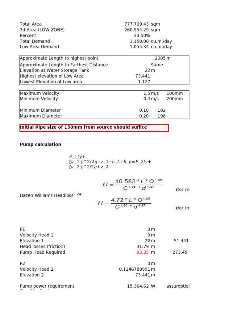 Water Calculation | PDF | Pump | Applied And Interdisciplinary Physics