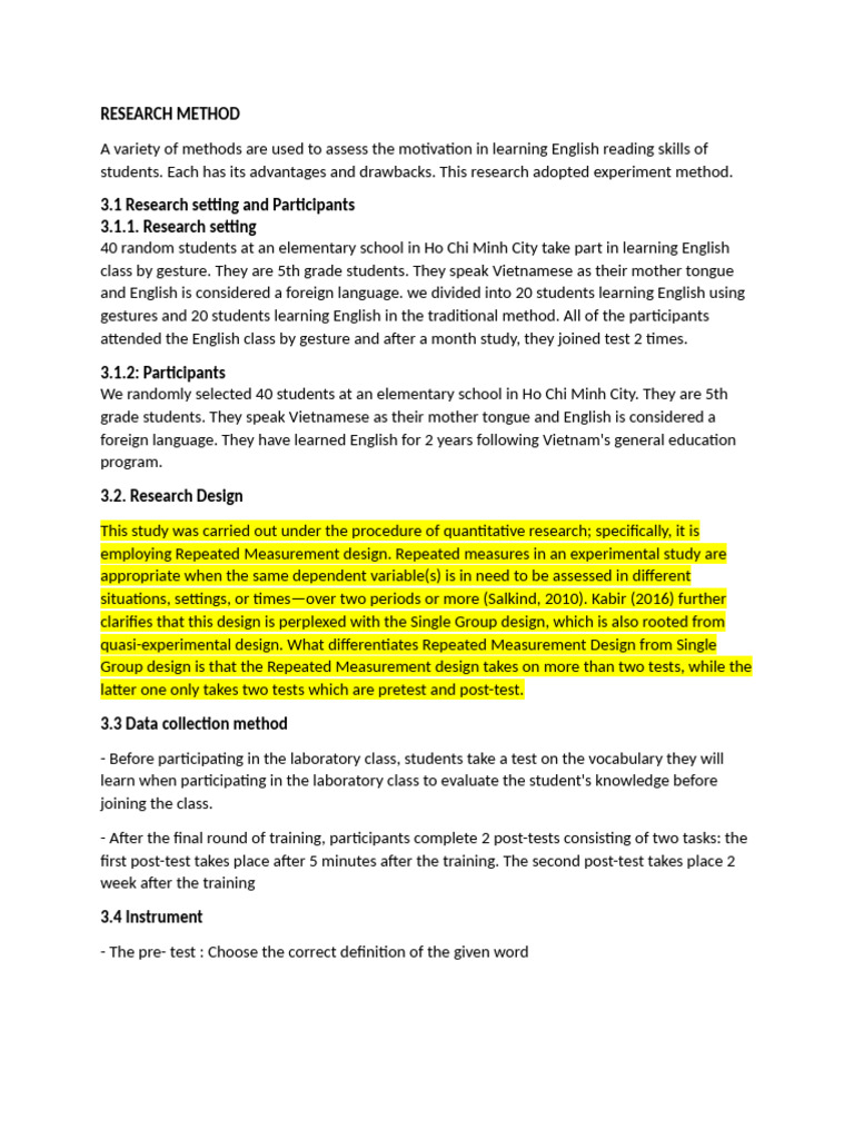 RESEARCH METHOD | PDF | Vocabulary | Experiment