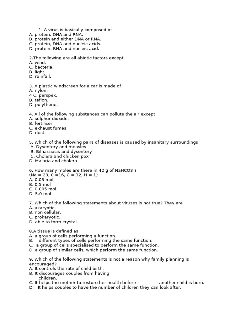 Form One Exams Complete | PDF | Chemical Elements | Nitrogen