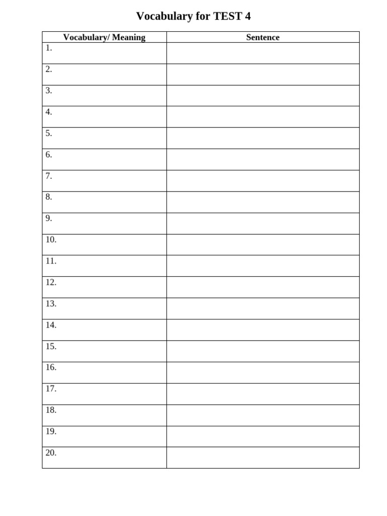 Vocabulary For TEST 3 | PDF