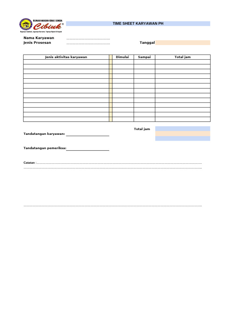 Employee Time Sheet Template | PDF