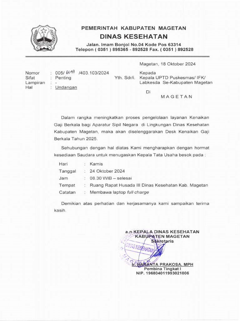 Surat Undangan Desk KGB Tahun 2025 | PDF