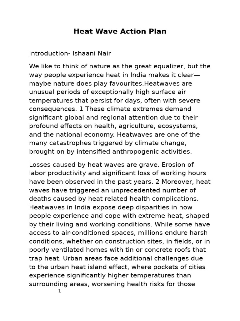 Heat Wave Action Plan ( GE Assignment ) 3 | PDF | Heat Wave | Emergency ...
