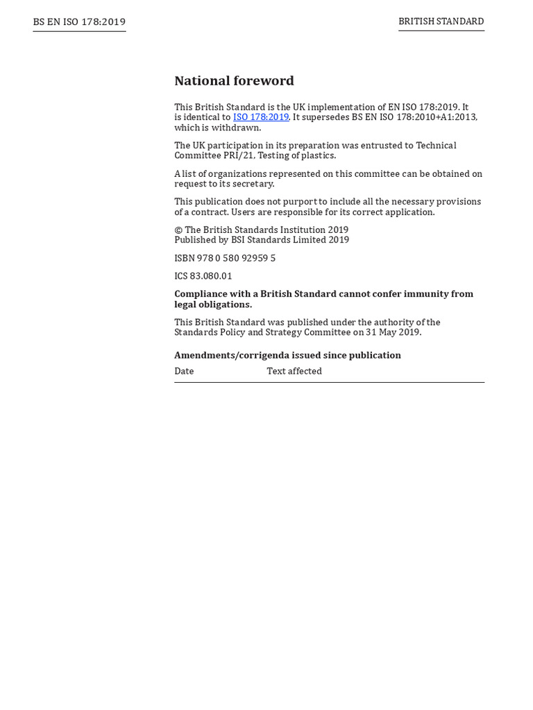 BS EN ISO 178:2019 Overview | PDF