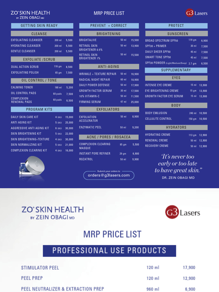 ZO MRP CARD 2023-1 | PDF | Skin Care | Medical Specialties