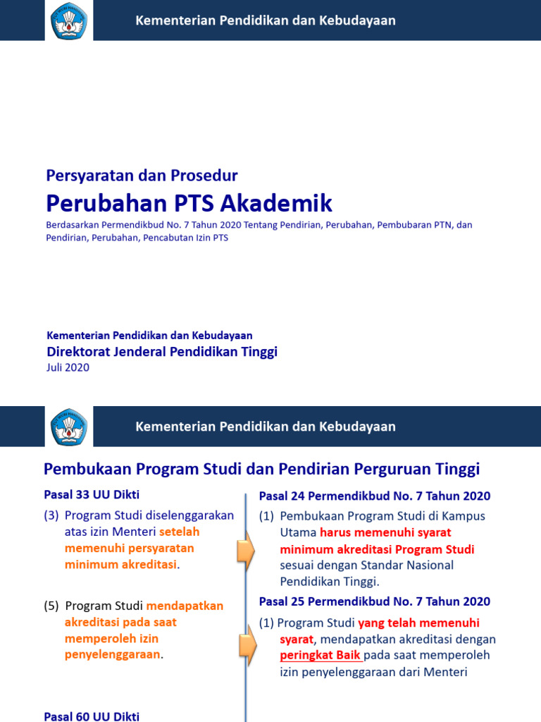 Prosedur Pendirian PTS 2020 | PDF