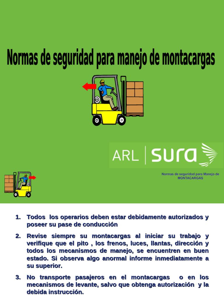 Presentacion Manejo Montacargas | PDF | Máquina elevadora