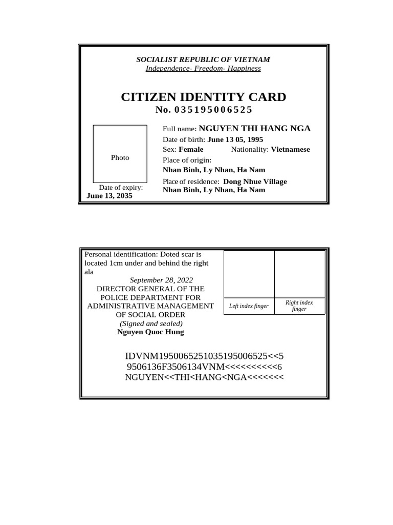 Citizen Identity Card Details | PDF