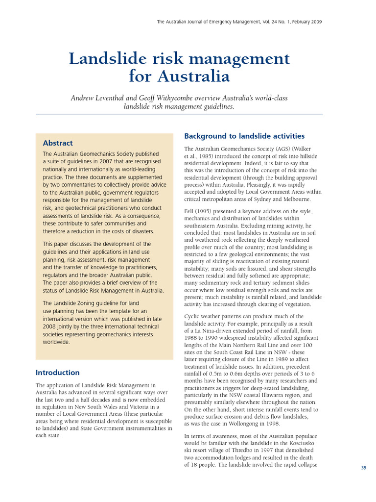 Australia Landslide Risk Guidelines | PDF | Landslide | Earth Sciences