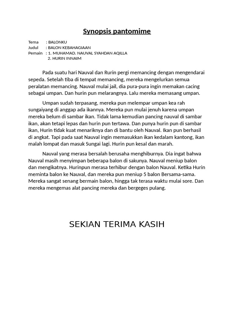 Pantomime Balon Kebahagiaan Anak | PDF