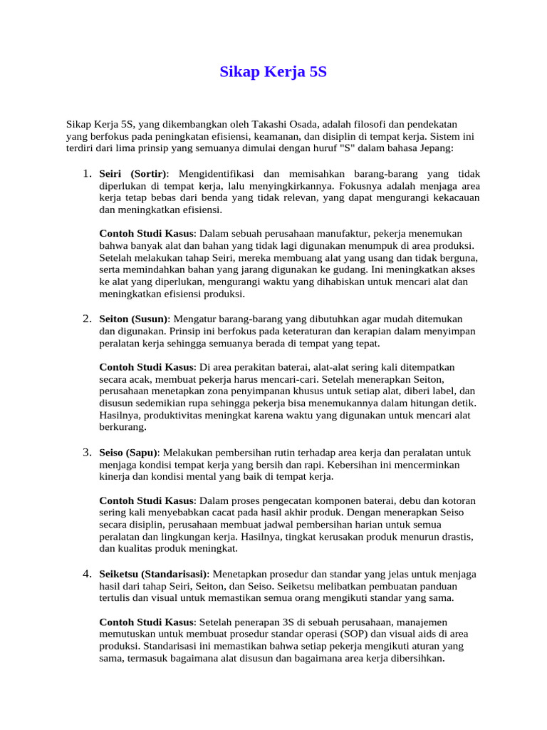 Sikap Kerja 5S | PDF