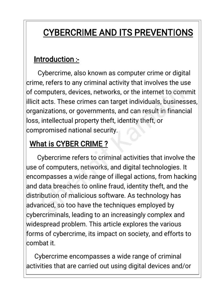 Understanding Cybercrime & Prevention | PDF | Cybercrime | Computer ...