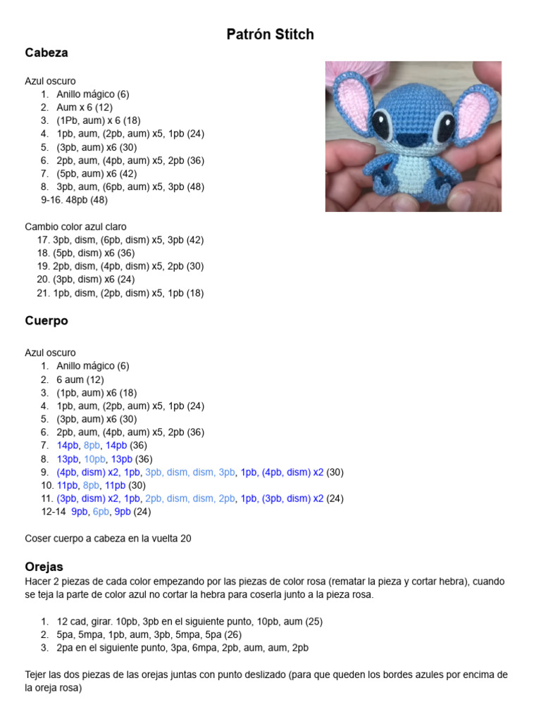 Patrón Amigurumi Stitch Crochet | PDF