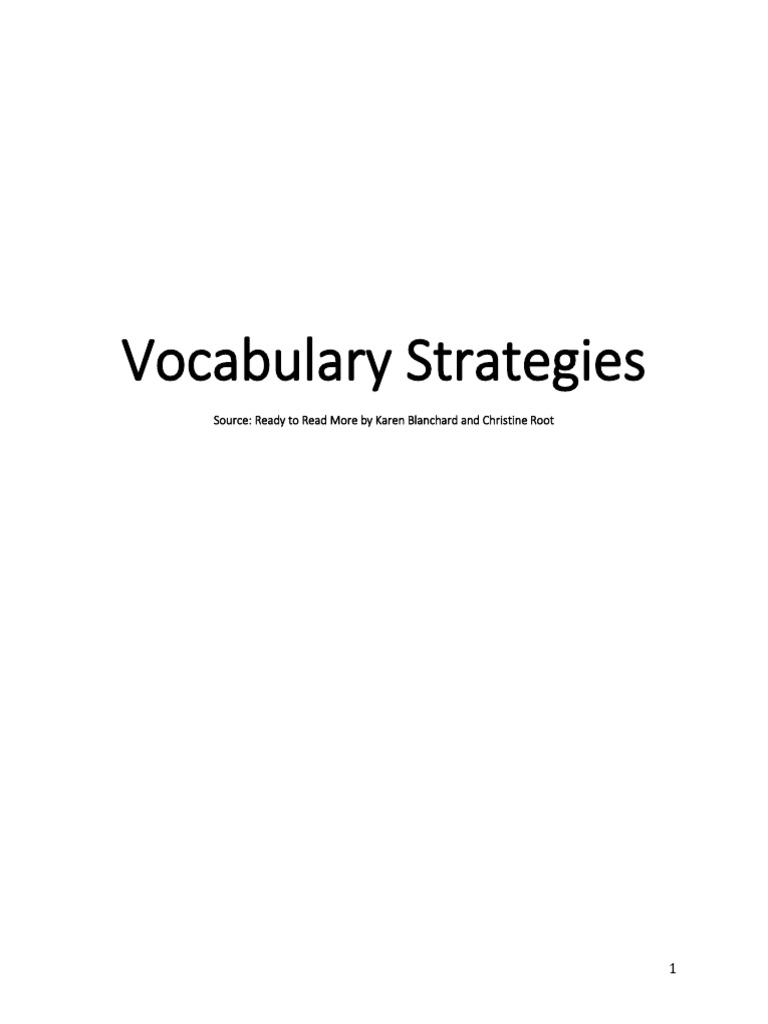 Vocabulary Strategies | PDF | Verb | Linguistic Morphology