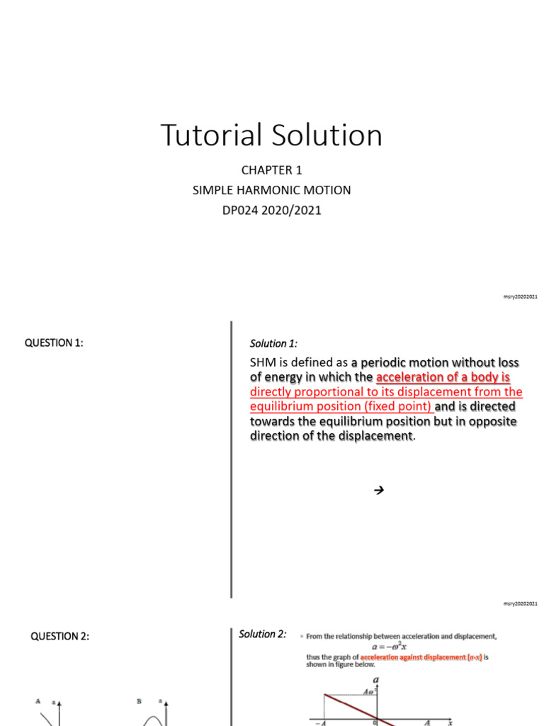 TUTORIAL SHM | PDF | Oscillation | Mechanics