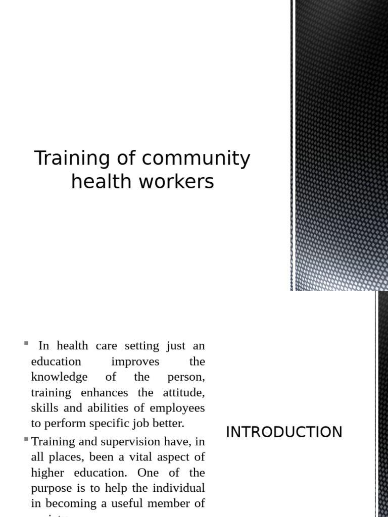 Training and Supervision of Community Health Workers | PDF | Health ...