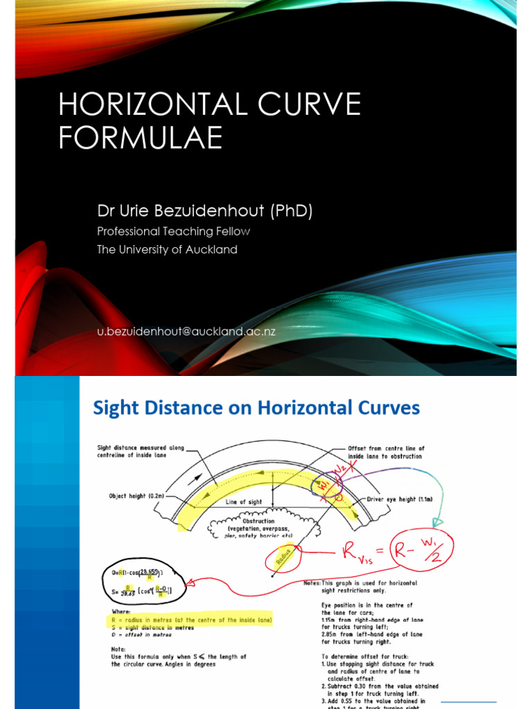 Horizontal Curve Design Formulas | PDF | Tangent | Curve