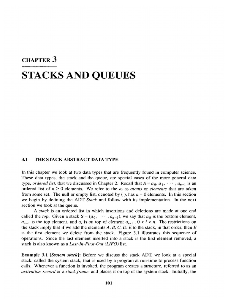 03-Chap 03-STACKS AND QUEUES | PDF | Queue (Abstract Data Type) | Formal Methods