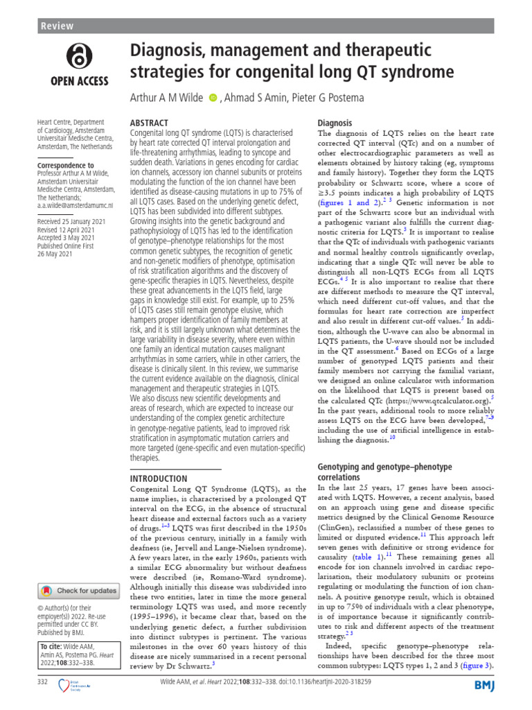 Congenital Long Qt Interval Syndrome Pdf Cardiology Clinical Medicine