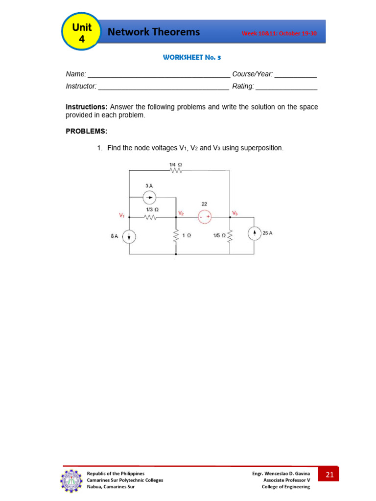 Circuits 1 Worksheet-3 | PDF | Resistor | Computer Engineering