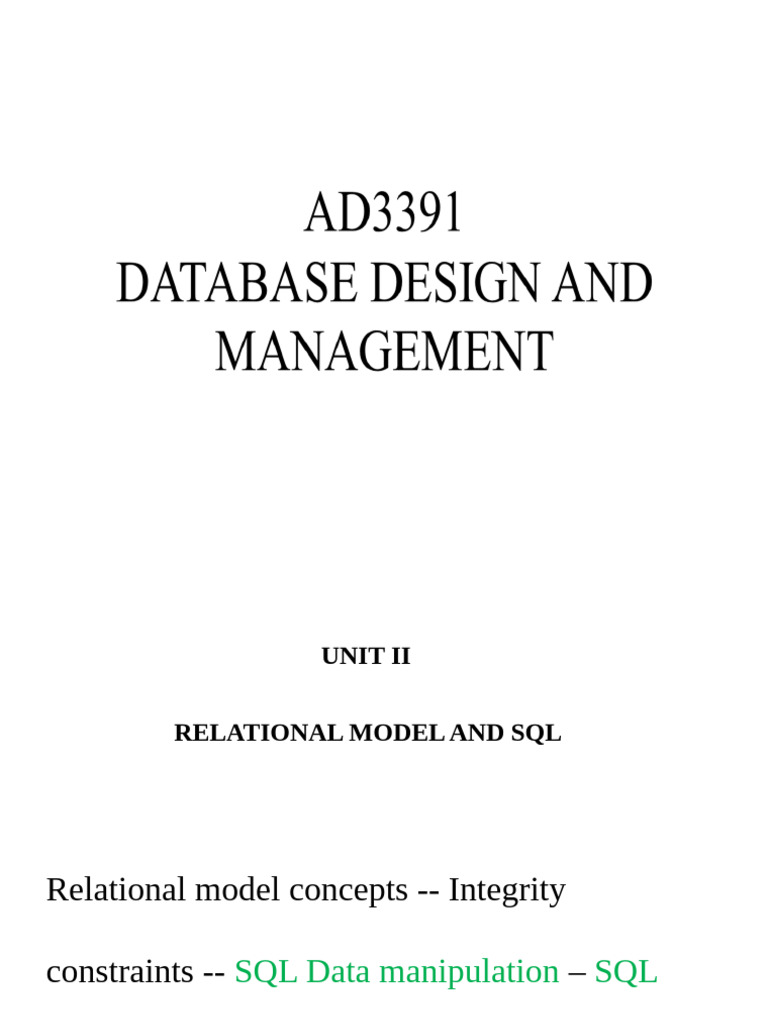 U2 3 4 Sql Data Manipulation Pdf Sql Relational Database