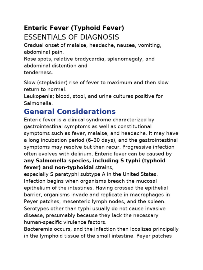 Enteric Fever,CURRENT | PDF | Microbiology | Causes Of Death