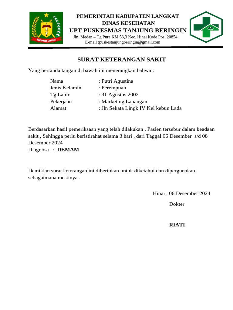 Surat Keterangan Sakit | PDF