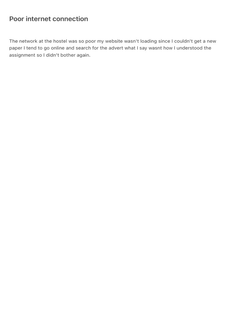 Poor Internet Connection | PDF