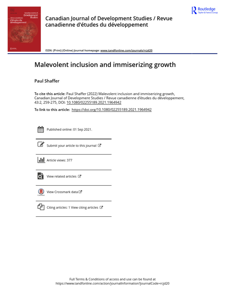 Malevolent Inclusion and Immiserizing Growth | PDF | Poverty | Poverty ...