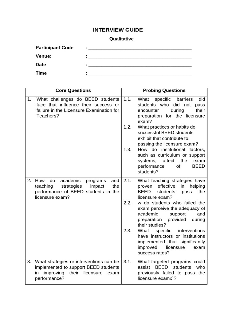 Interview Guide For Students | PDF