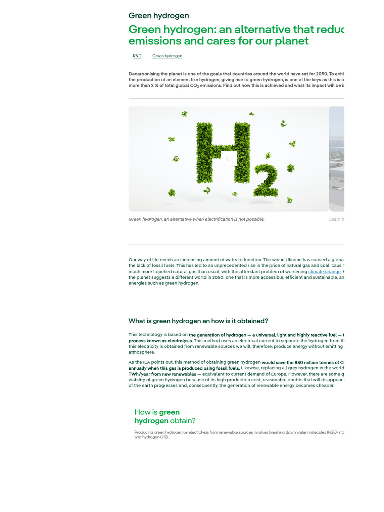 What Is Green Hydrogen and Its Importance - Iberdrola | PDF | Hydrogen ...