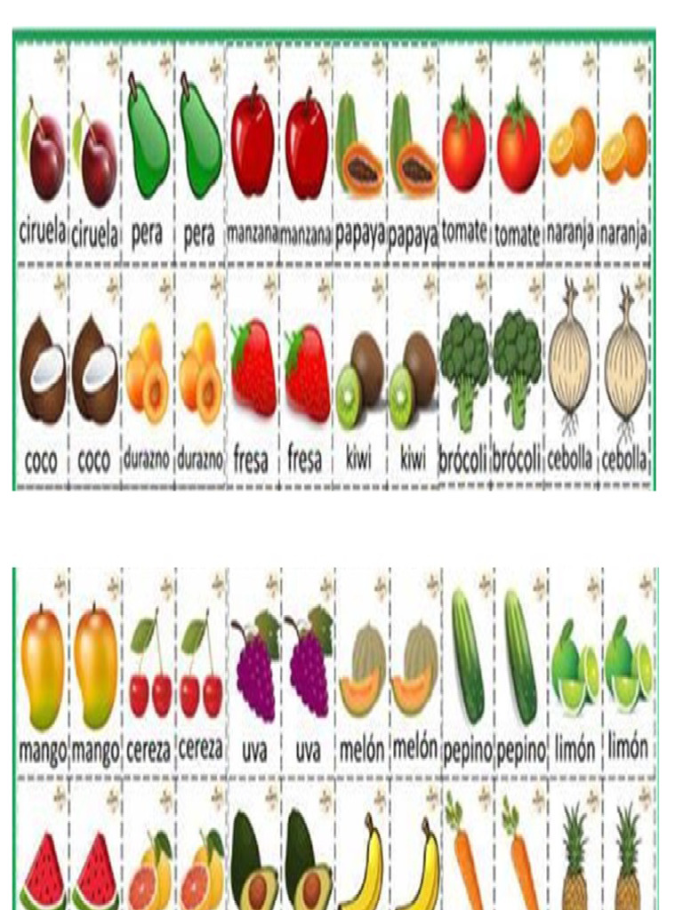 Memoramas Frutas y Verduras | PDF