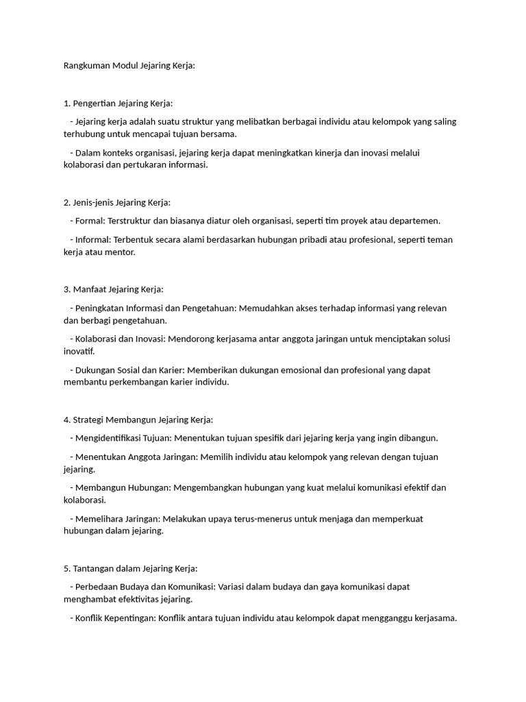 Rangkuman Modul Jejaring Kerja | PDF