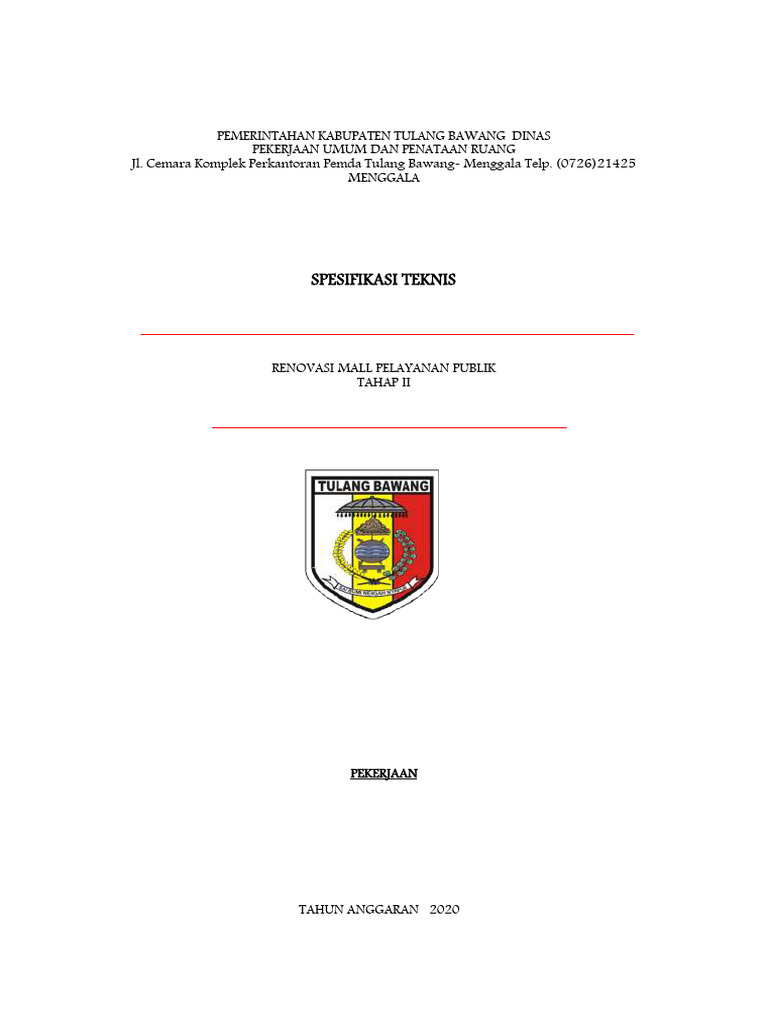 SPESIFIKASI TEKNIS MPP THP II 2020c | PDF