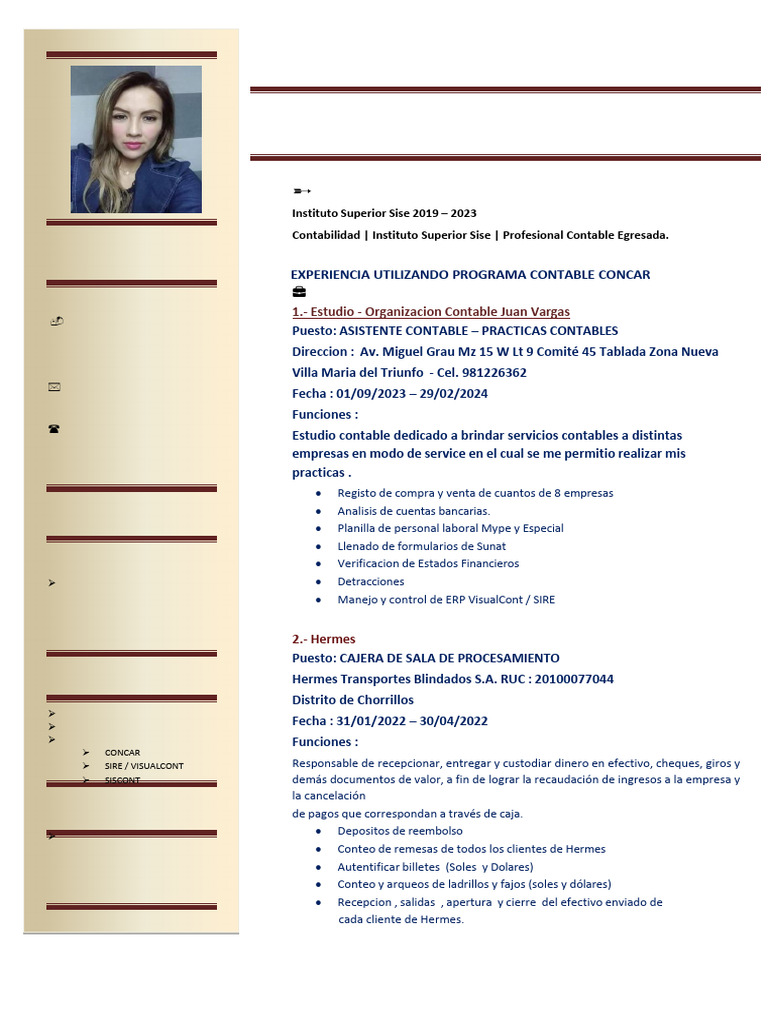 CV 2024 - Elvira Gladys Calderon Guillen - 03-03-2024 | PDF | Contabilidad | Dinero