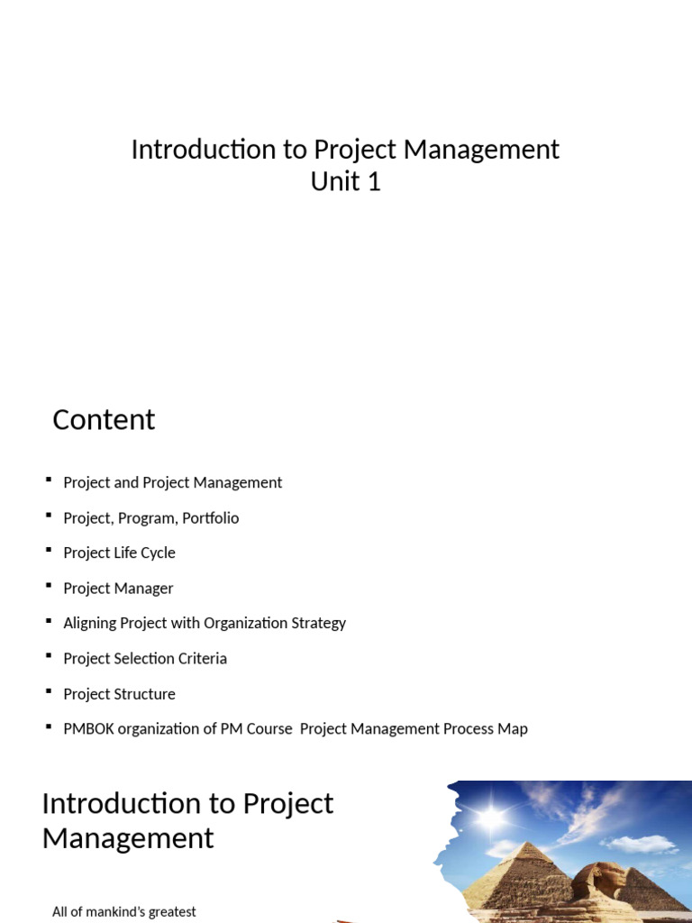 Unit 1 - Introduction To Project Mnagement-1 | PDF | Net Present Value | Project Management