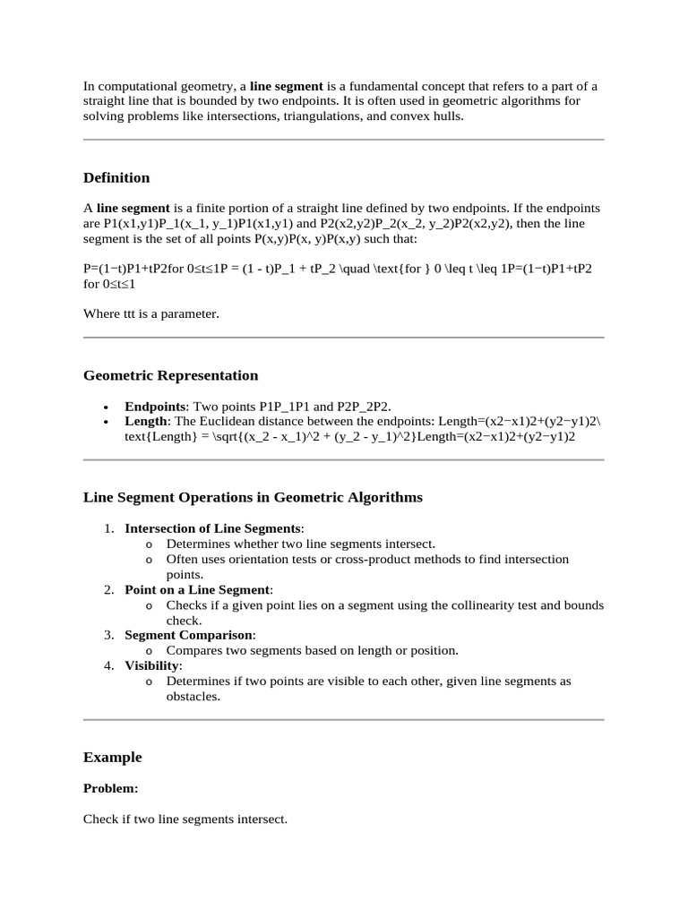 In Computational Geometry Line Segment | PDF | Line (Geometry) | Geometry