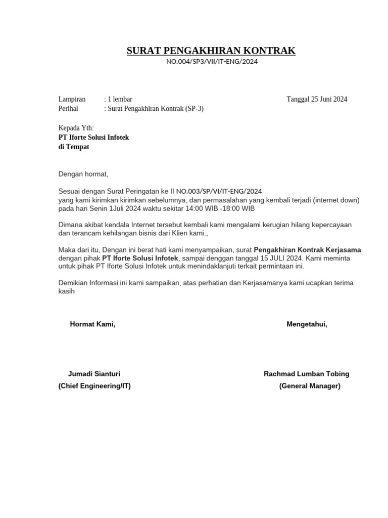 SURAT PERINGATAN Ke 3 | PDF