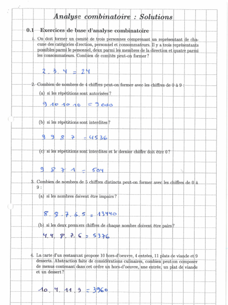 Résolutions Sur L'analyse Combinatoire | PDF