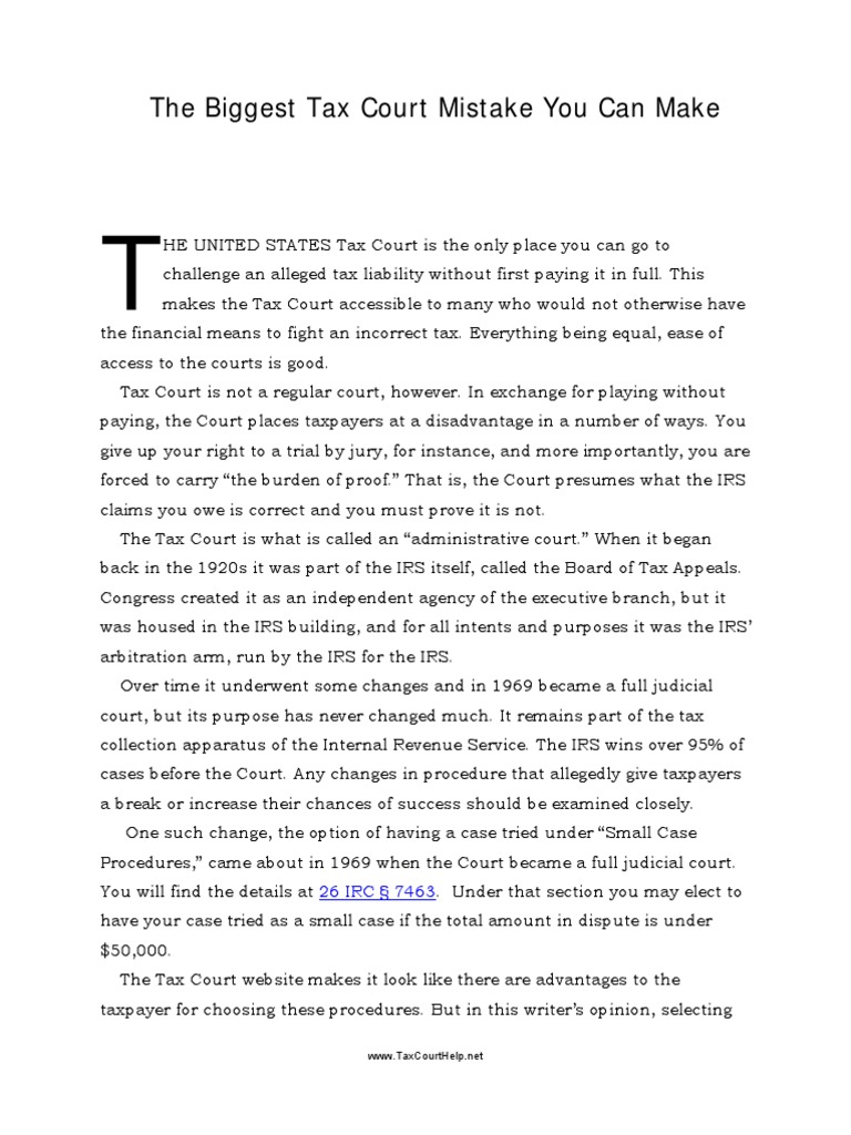 The Biggest Tax Court Mistake W Motion | PDF | United States Tax Court ...