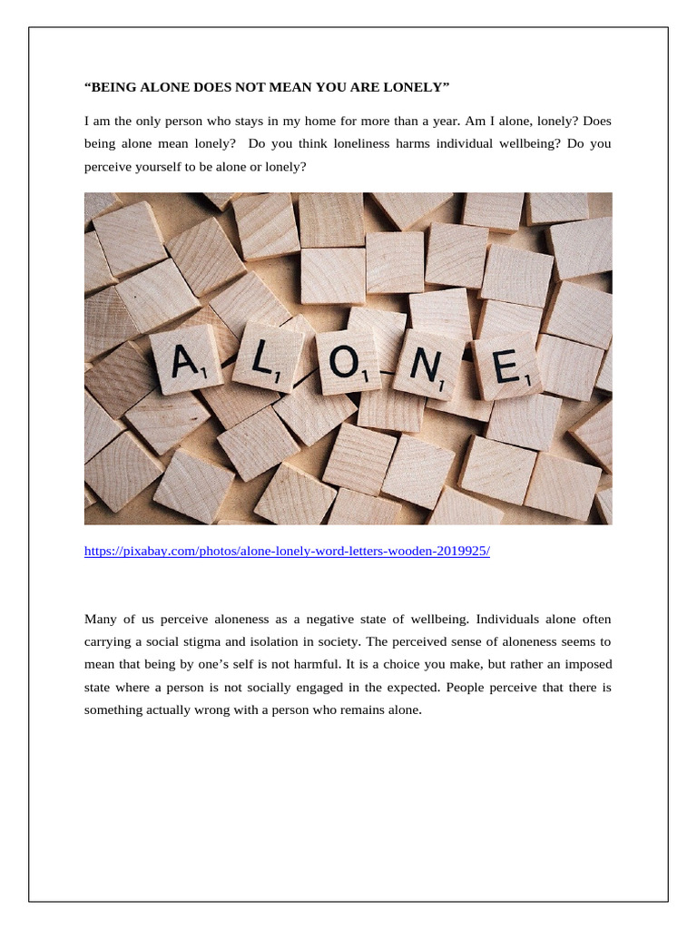 Being Alone Does Not mean You are Lonely | PDF | Loneliness | Feeling