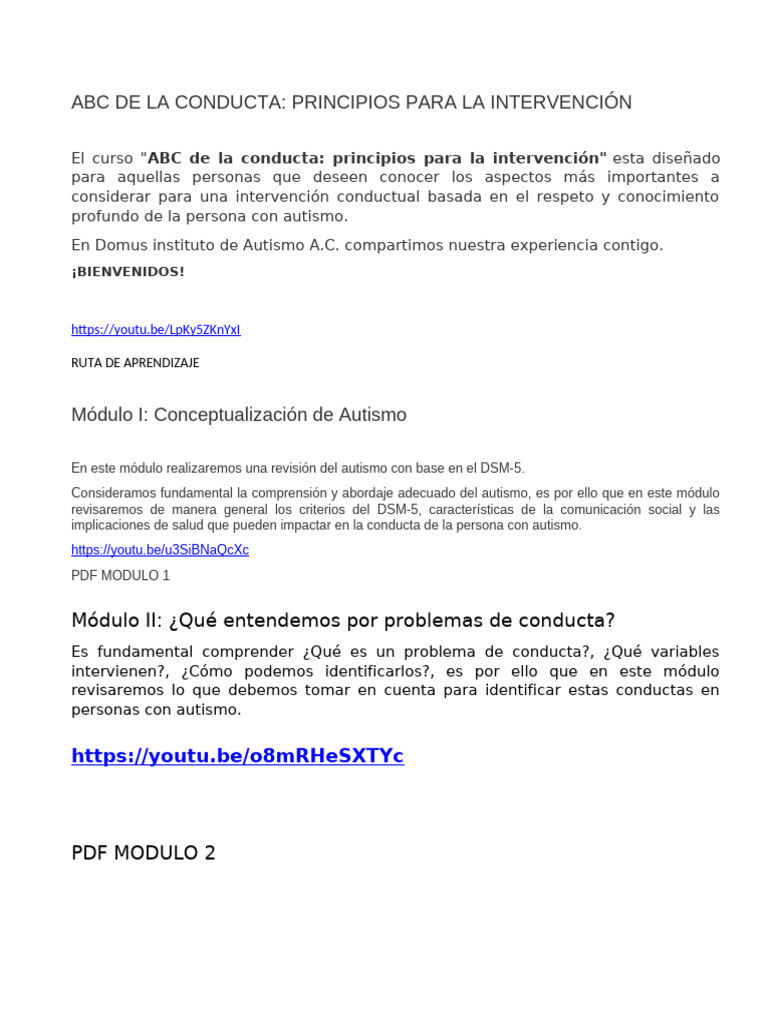 ABC DE LA CONDUCTA | PDF | Espectro autista | Comportamiento