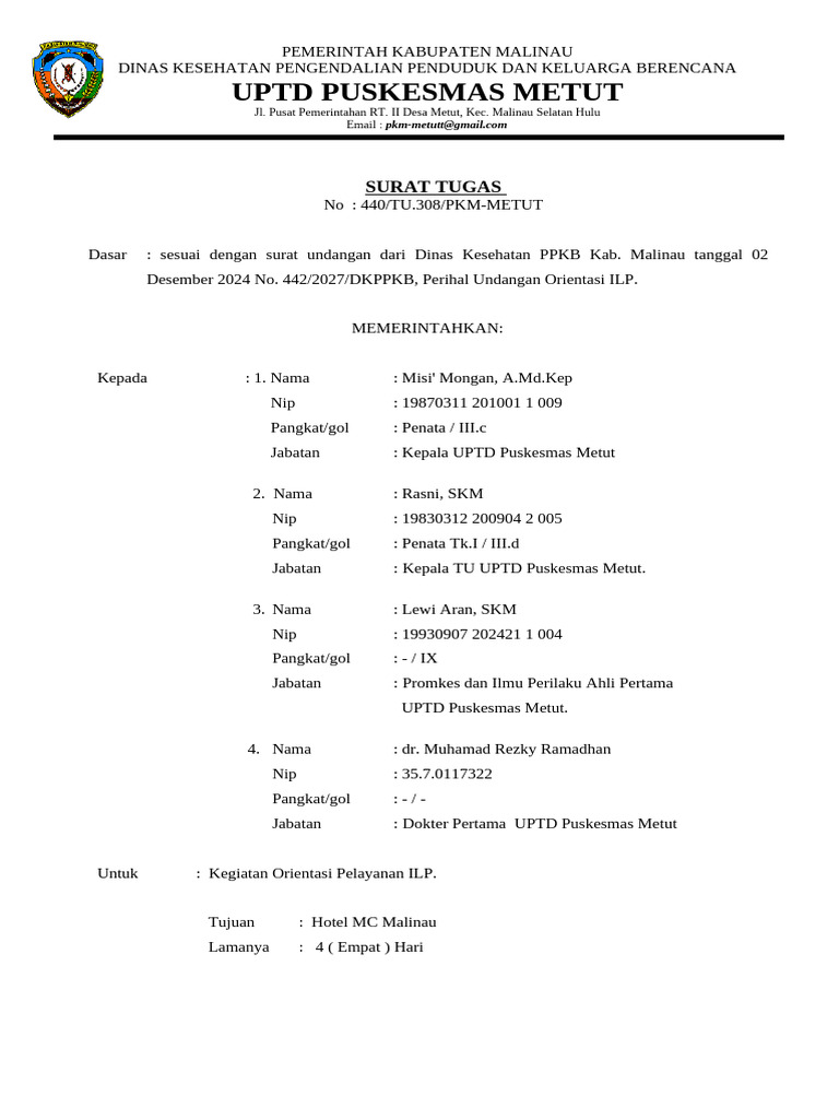 Surat Tugas Ilp 2024 | PDF