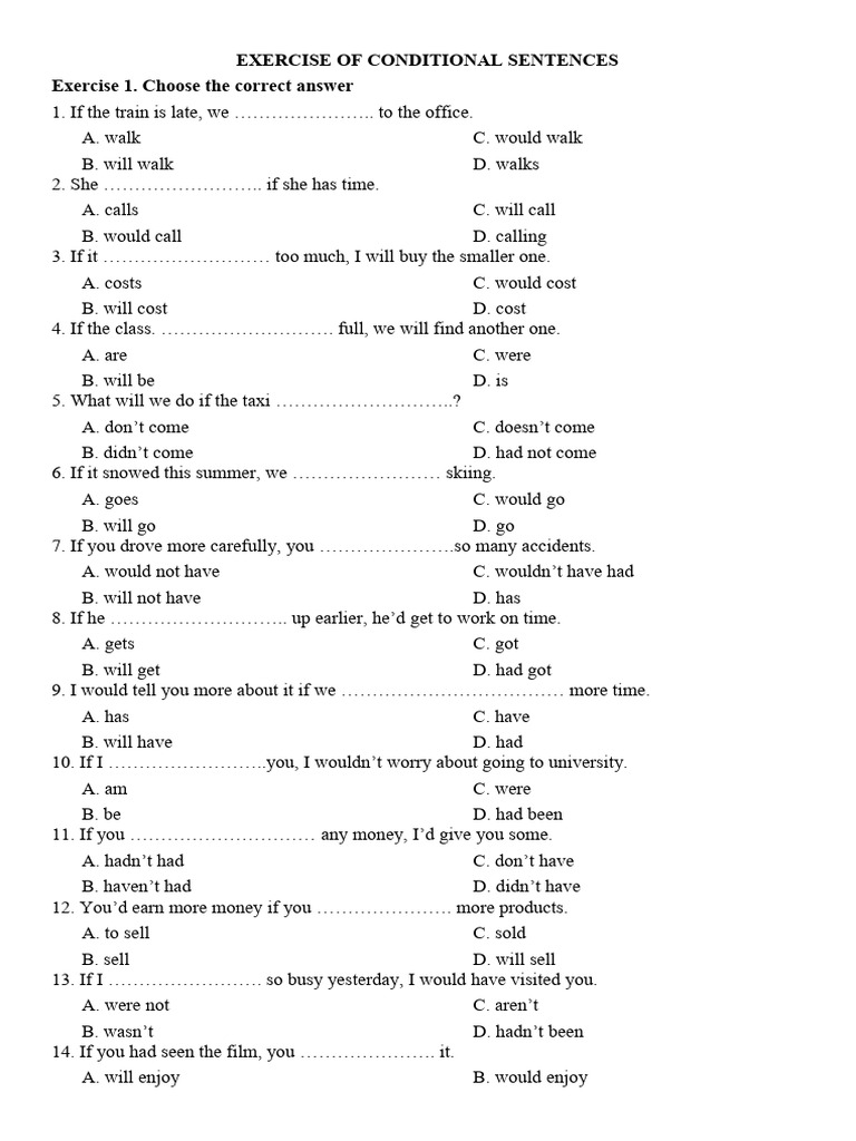 Exercise of Conditional Sentences | PDF