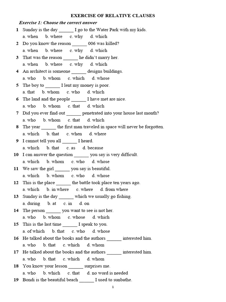 Contacting Jill: A Relative Clause Exercise | PDF