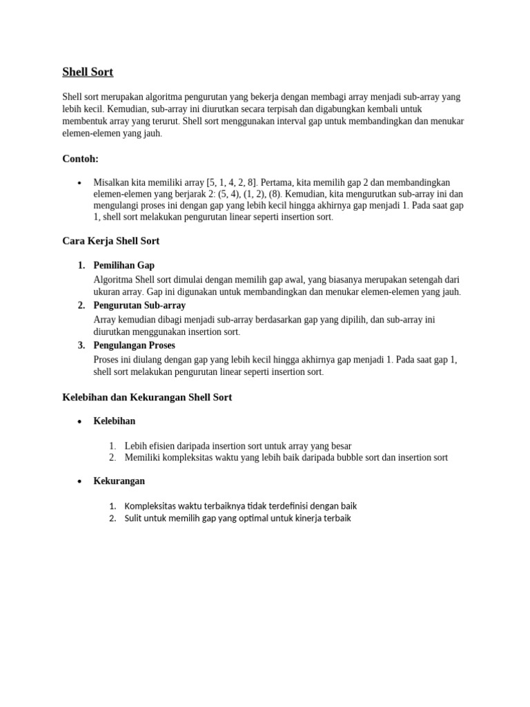 Shell Sort: Algoritma dan Kelebihan | PDF