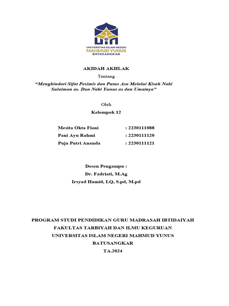 Makalah Akidah Akhlak Kelompok 12 | PDF