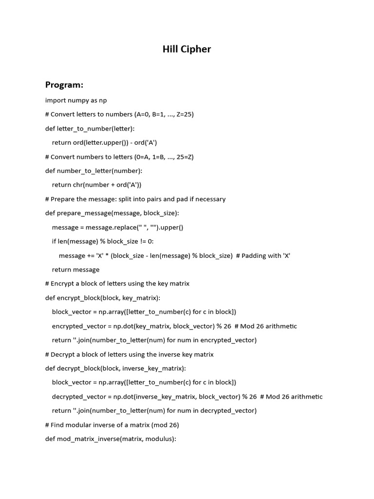 Hill Cipher | PDF | Military Communications | Espionage Techniques
