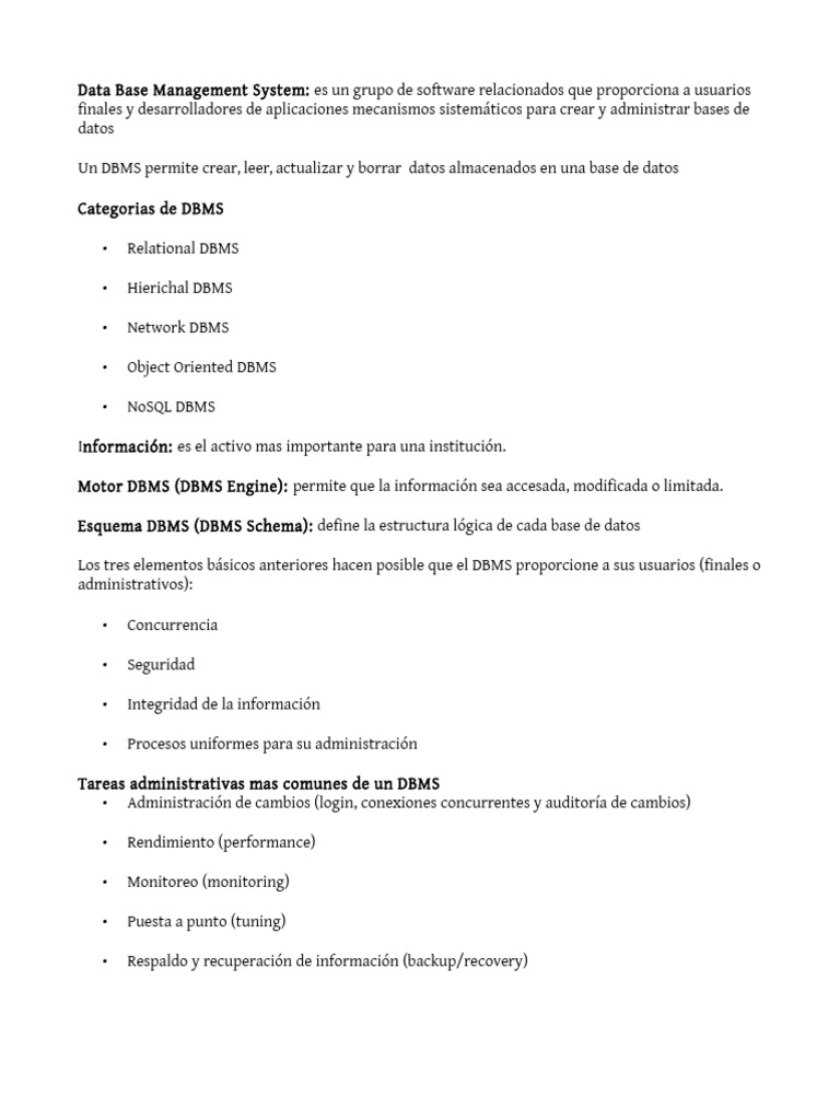 Resumen DB1 | PDF | Bases de datos | Informática