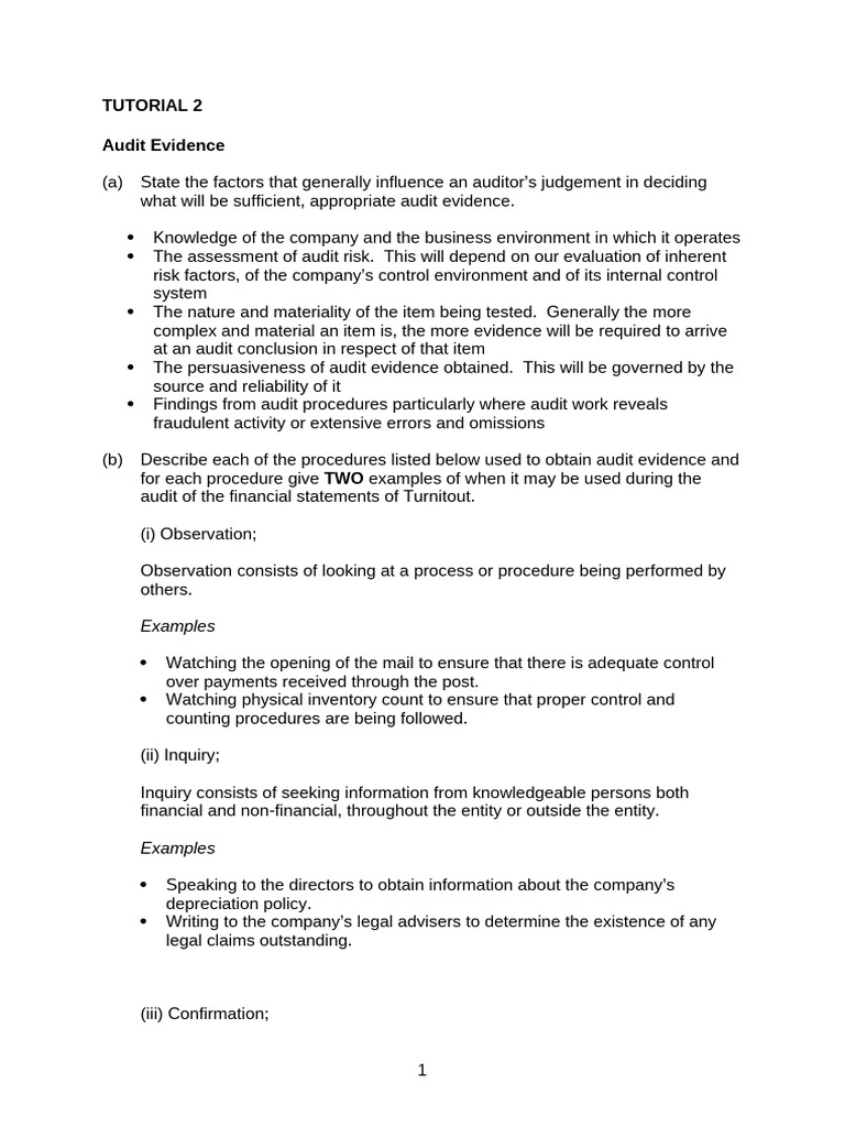 TUTORIAL 2 Suggested Solutions | PDF | Audit | Sampling (Statistics)